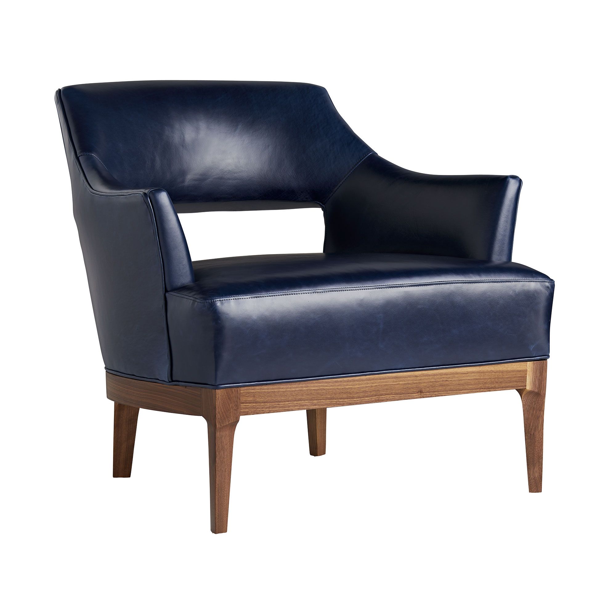 Laurette Chair Indigo Leather Dark Walnut – Global Home Interiors