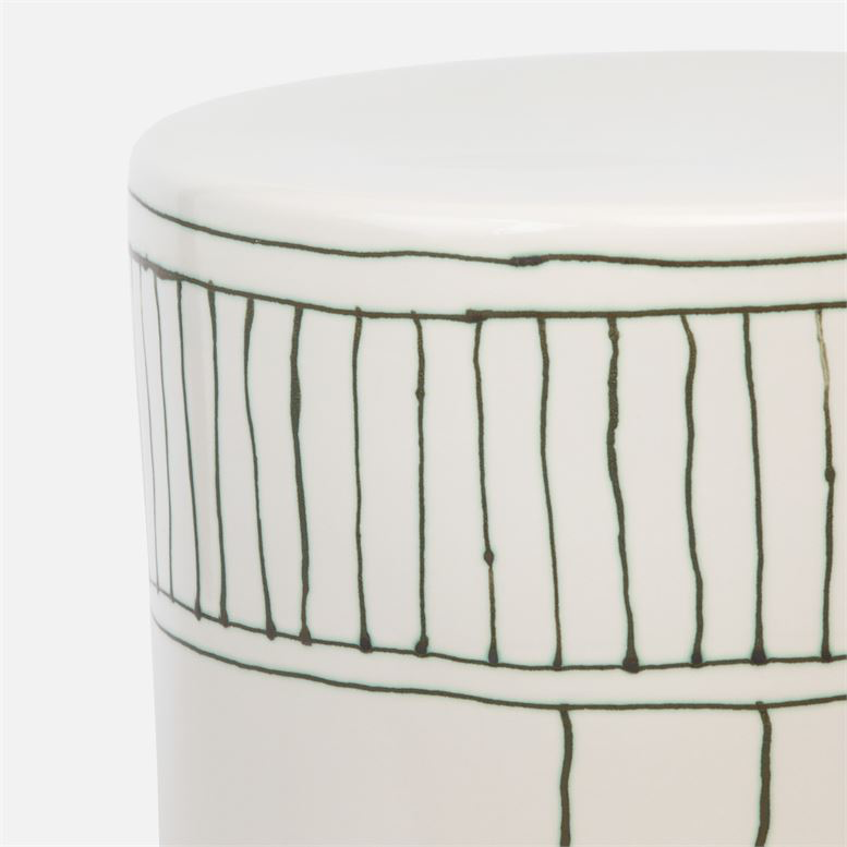 Striped White Glossy Side Table at Global Home – Global Home Interiors